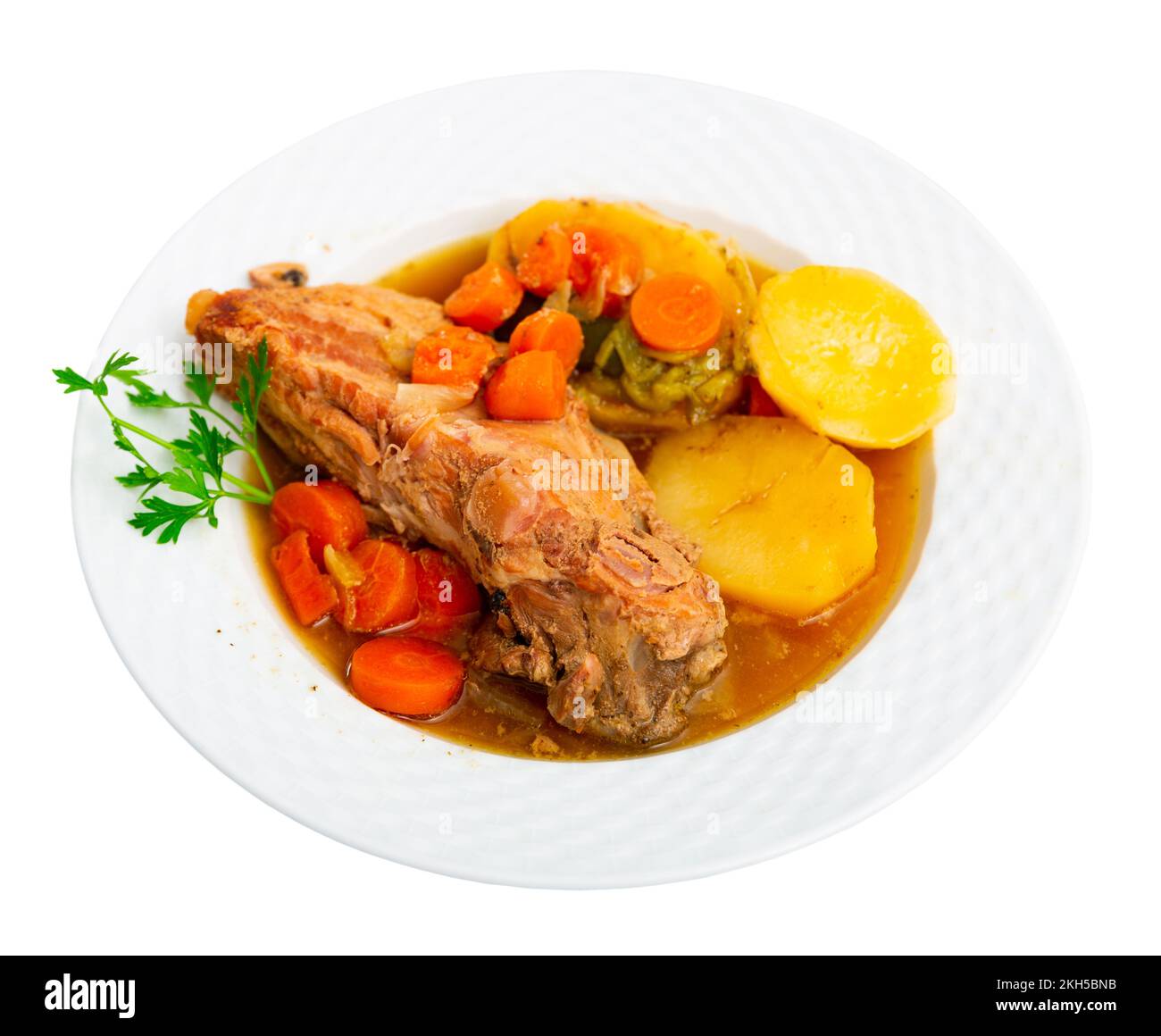 Stewed pork ribs with potato and vegetables Stock Photo - Alamy