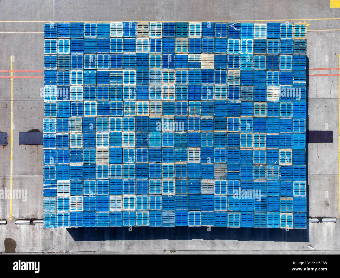 Hundreds of pallets viewed from a drone above Stock Photo - Alamy