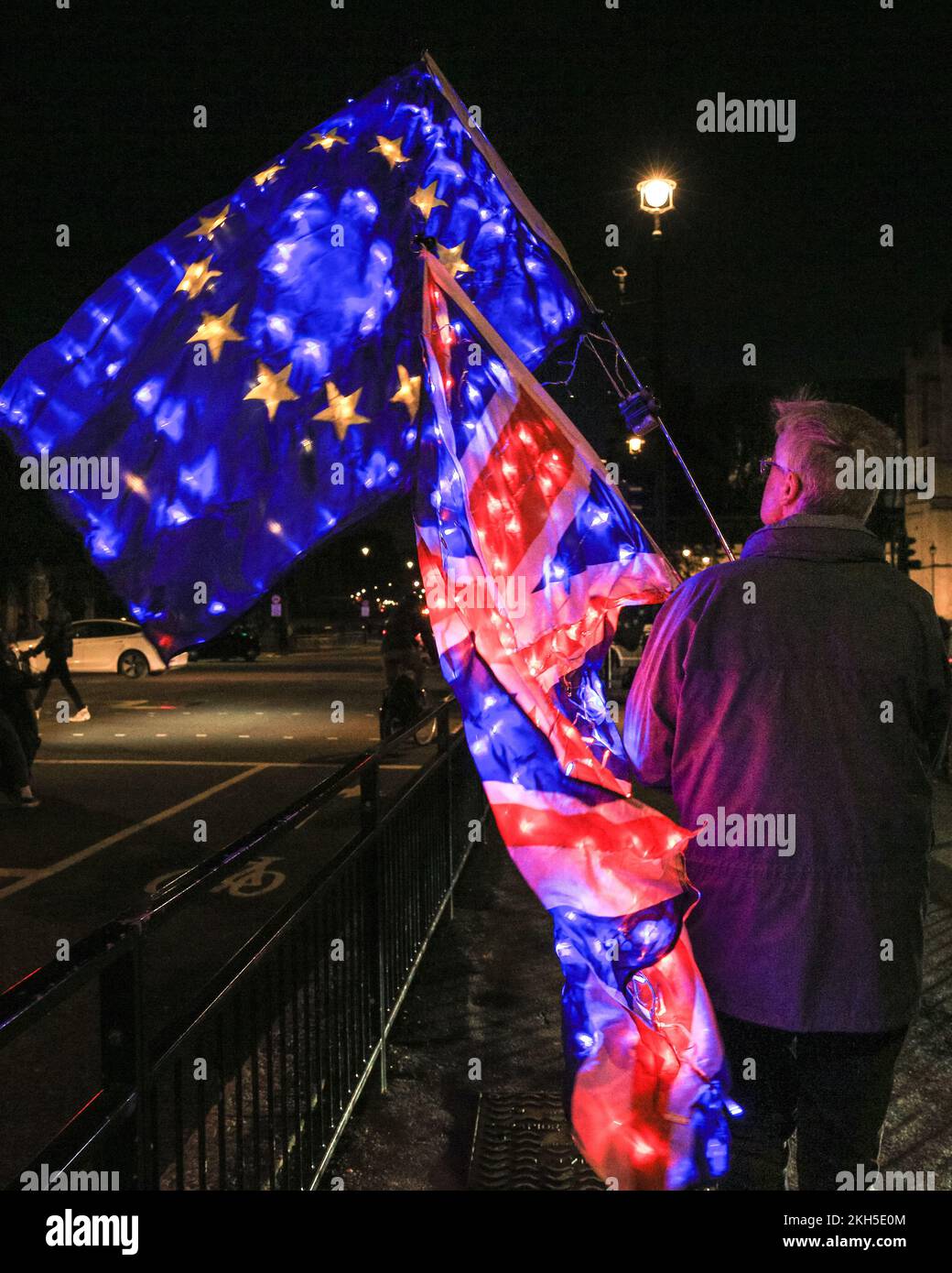 Westminster, London, UK. 23rd Nov, 2022. Peter, an activist with Sodem ...