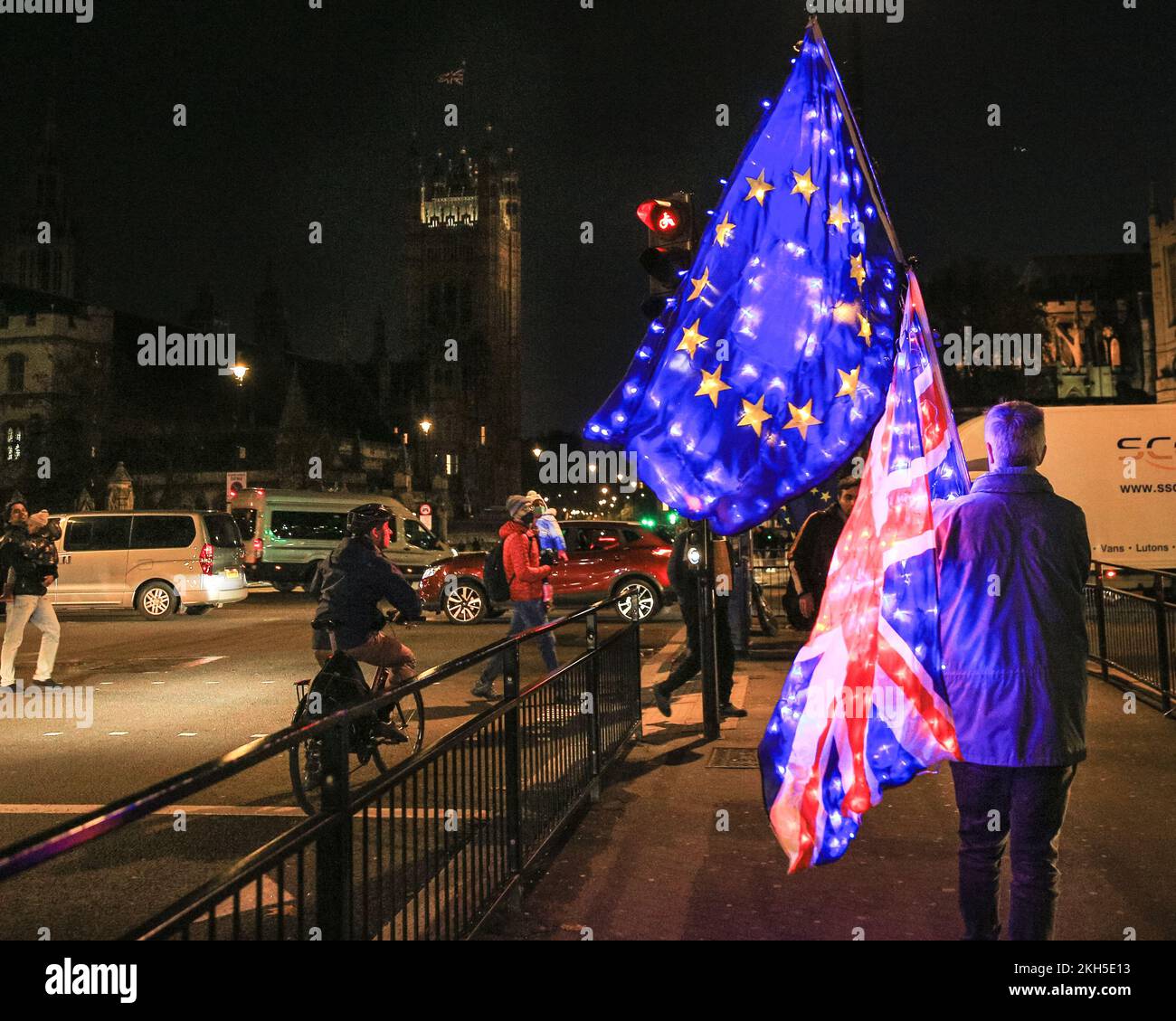 Westminster, London, UK. 23rd Nov, 2022. Peter, an activist with Sodem ...