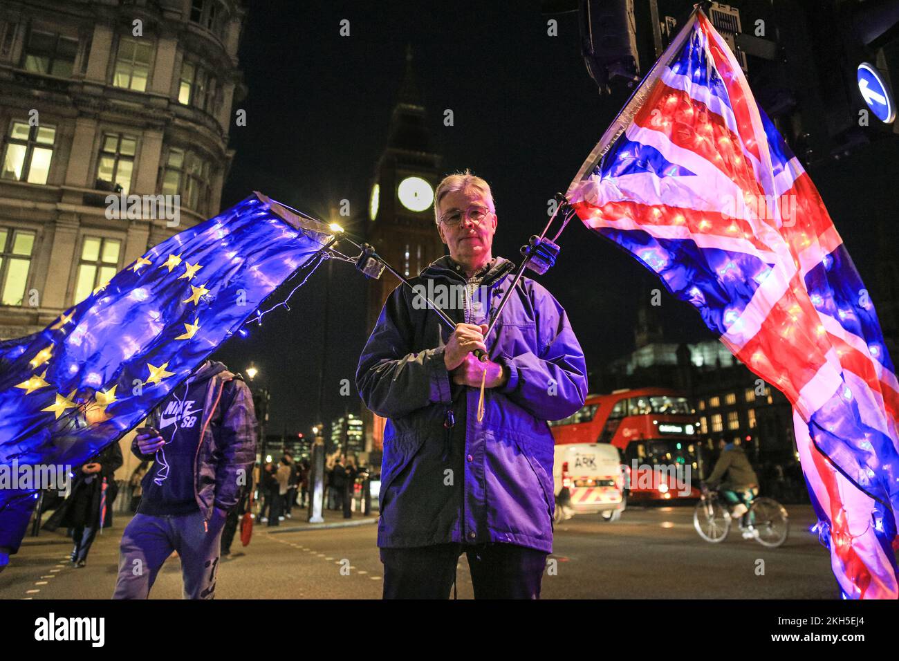 Westminster, London, UK. 23rd Nov, 2022. Peter, an activist with Sodem ...
