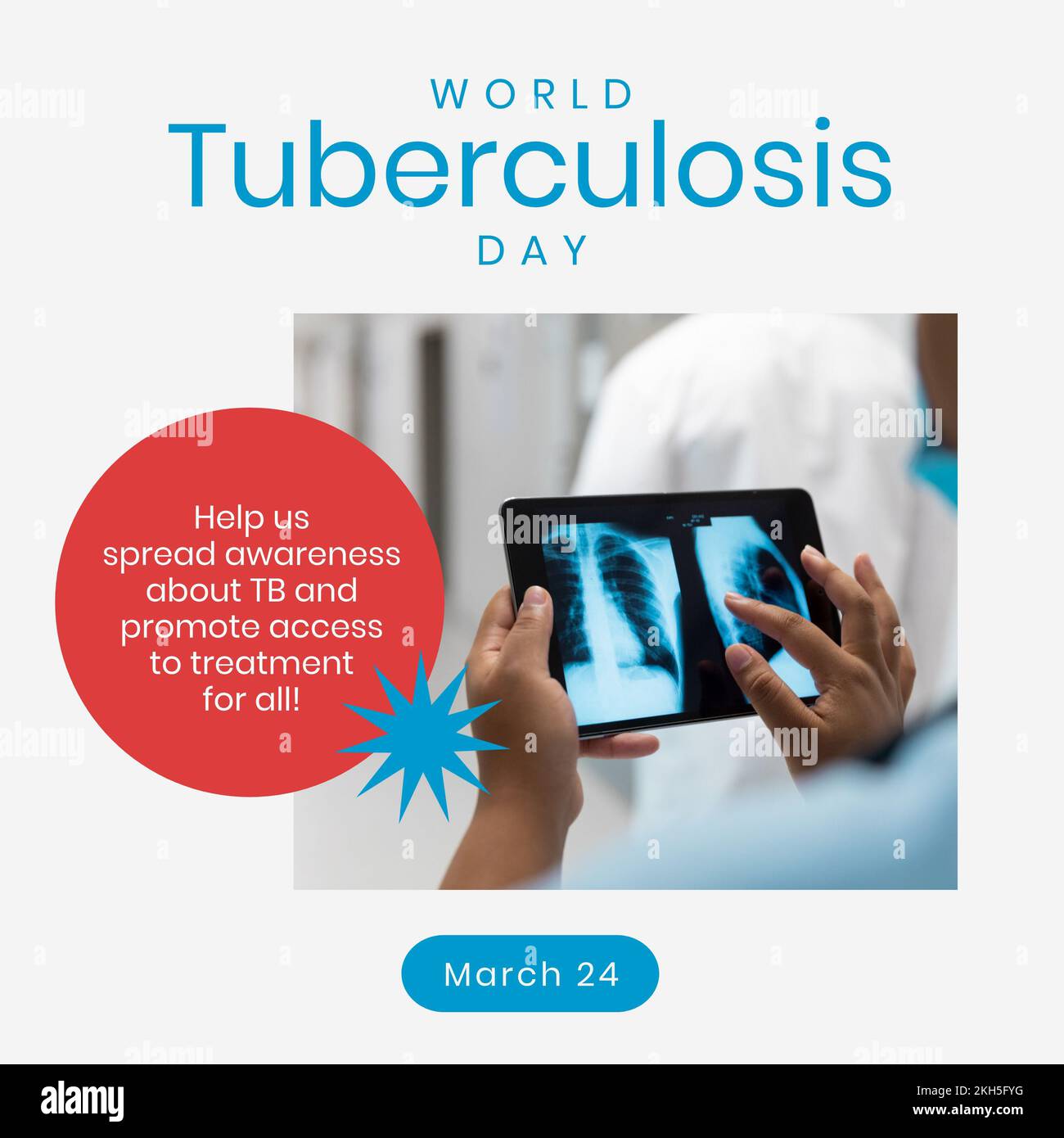 Composition of world tuberculosis day text over hands using tablet with ...