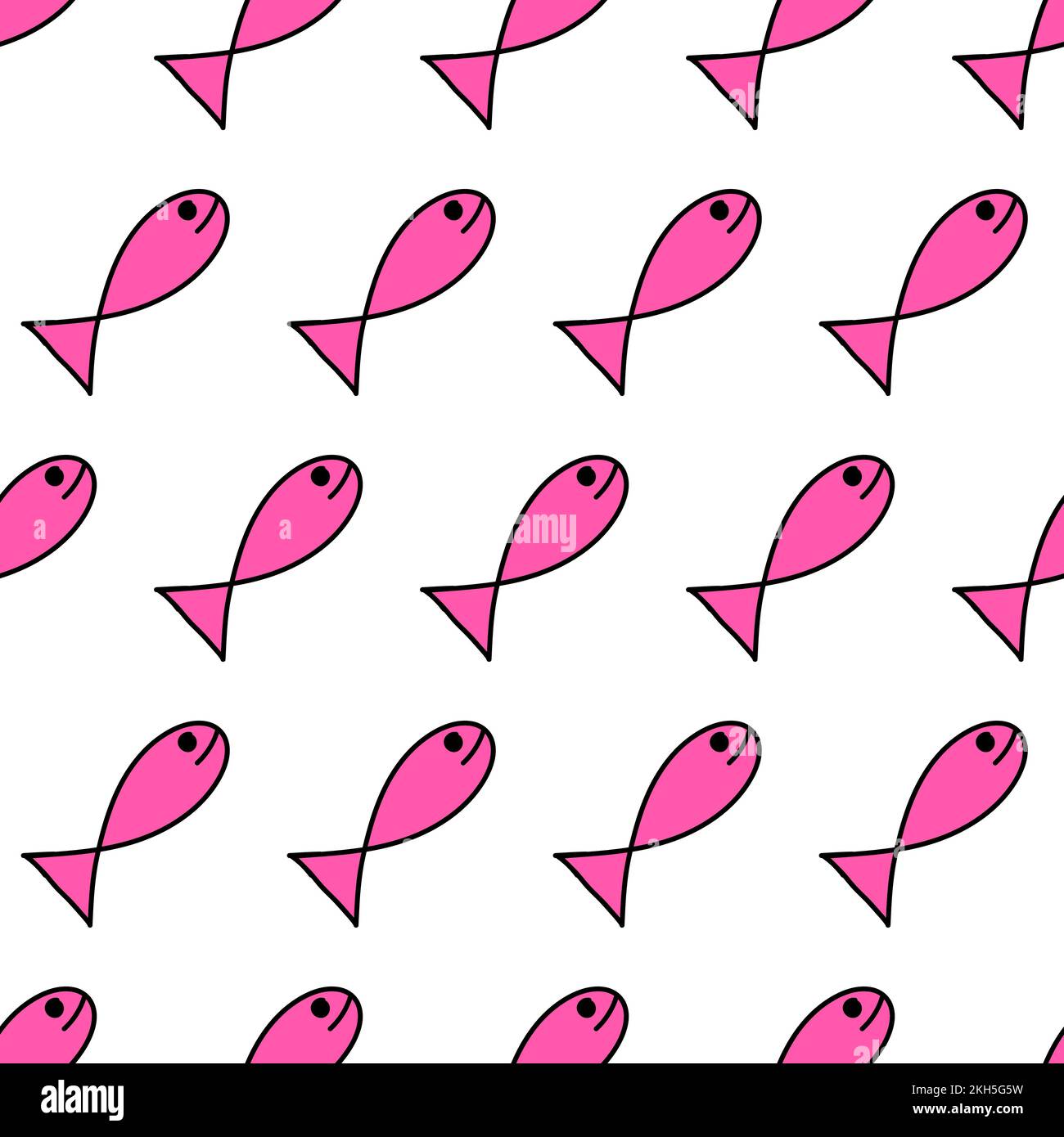 A set of pink cartoon doodle fish isolated on white background Stock ...