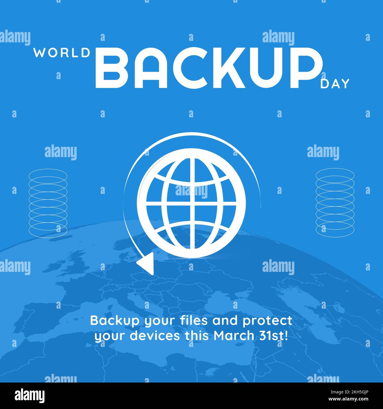 Composition of world backup day text over globe icons Stock Photo - Alamy