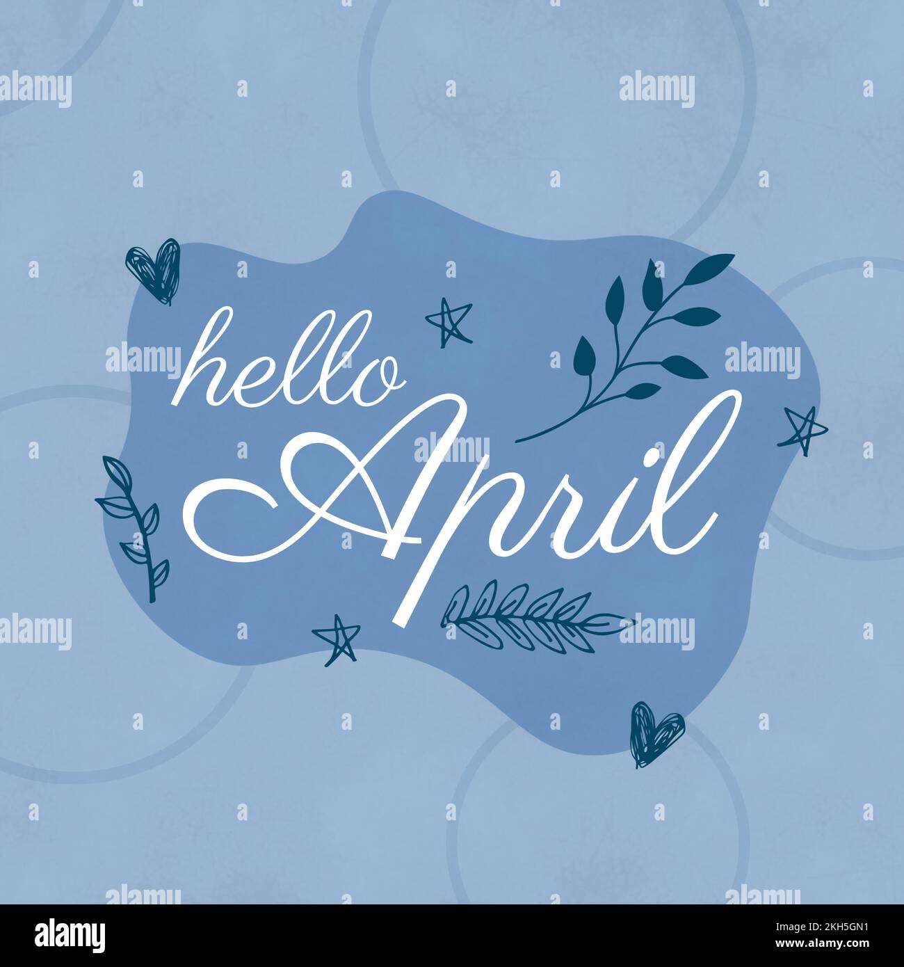 Composition of hello april text over flowers on blue background Stock ...