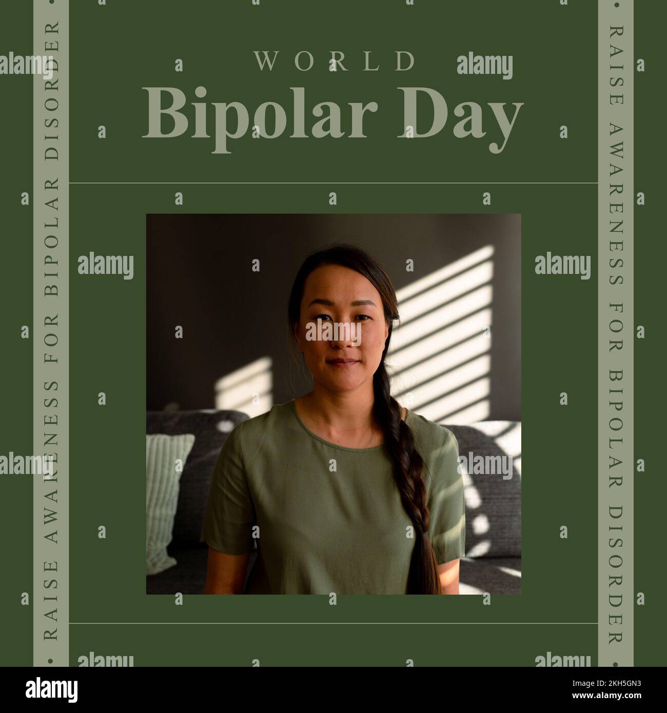 Composition of world bipolar day text over asian woman Stock Photo - Alamy