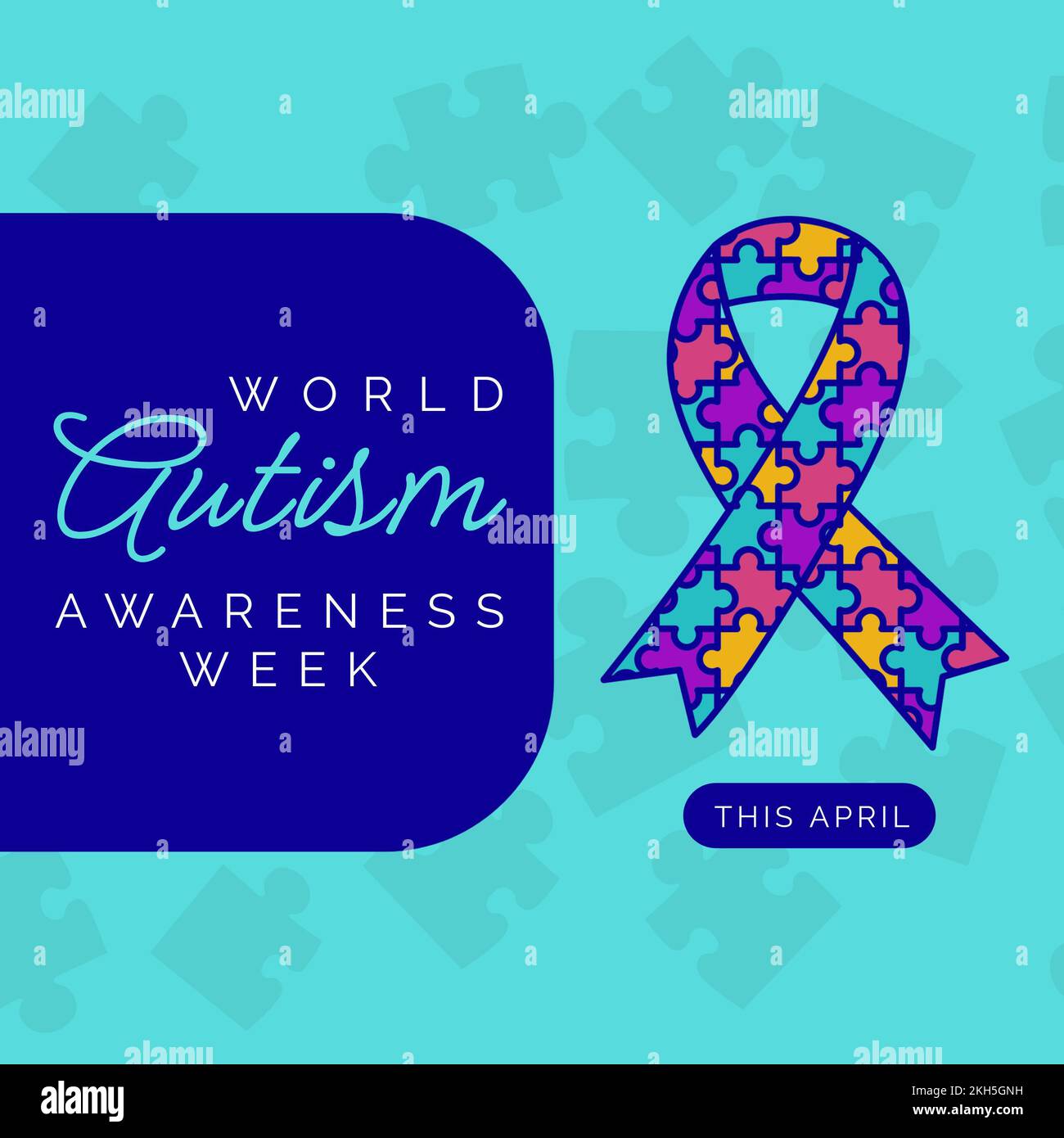 Composition of world autism awareness week and ribbon formed with ...