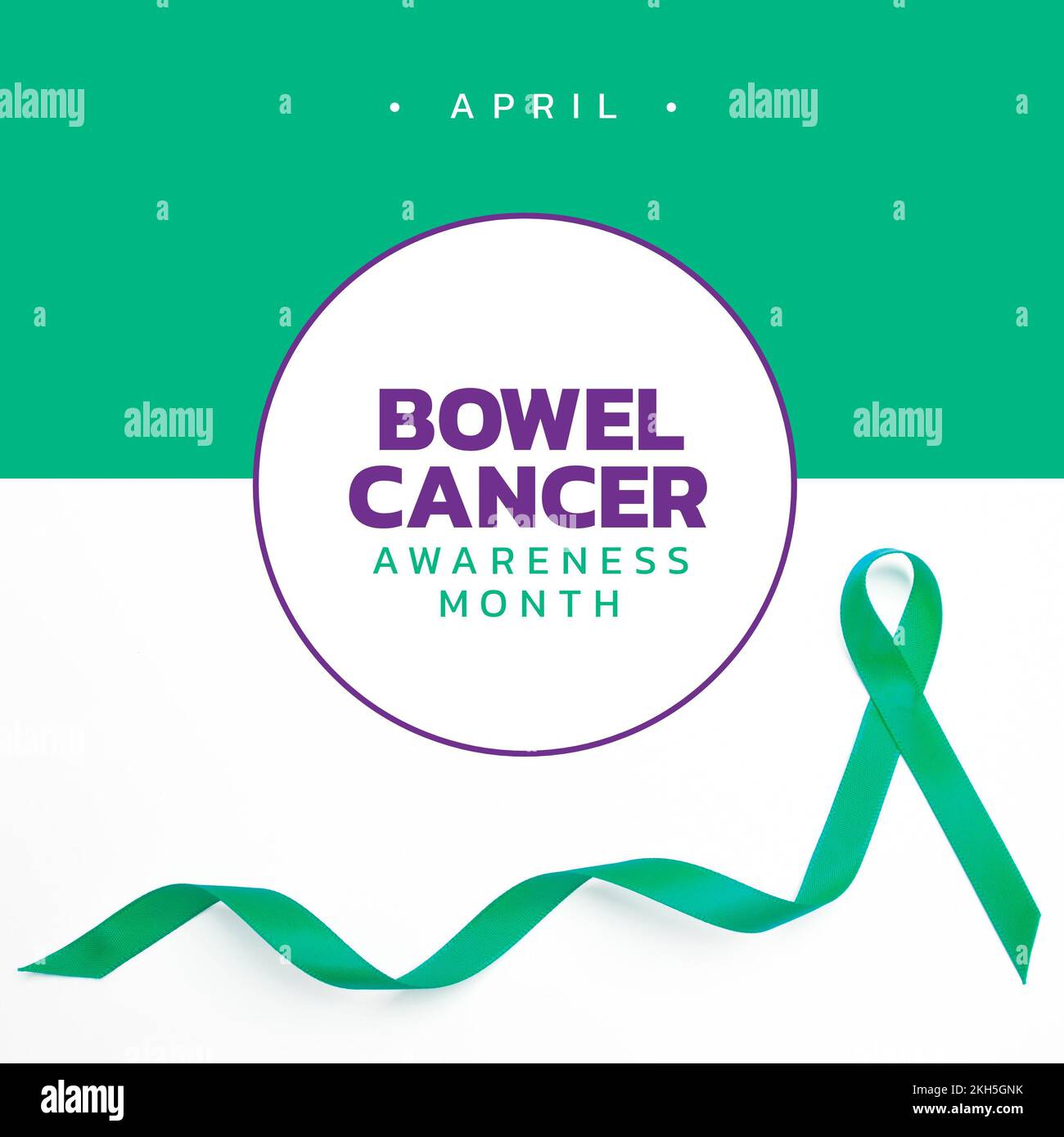 Composition of bowel cancer awareness month text over cancer ribbon ...