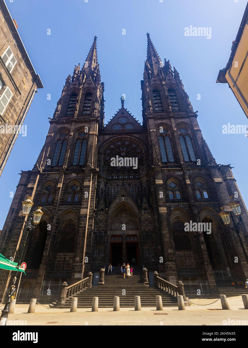 Towering over Clermont-Ferrand city gothic cathedral Notre-Dame-de-l ...