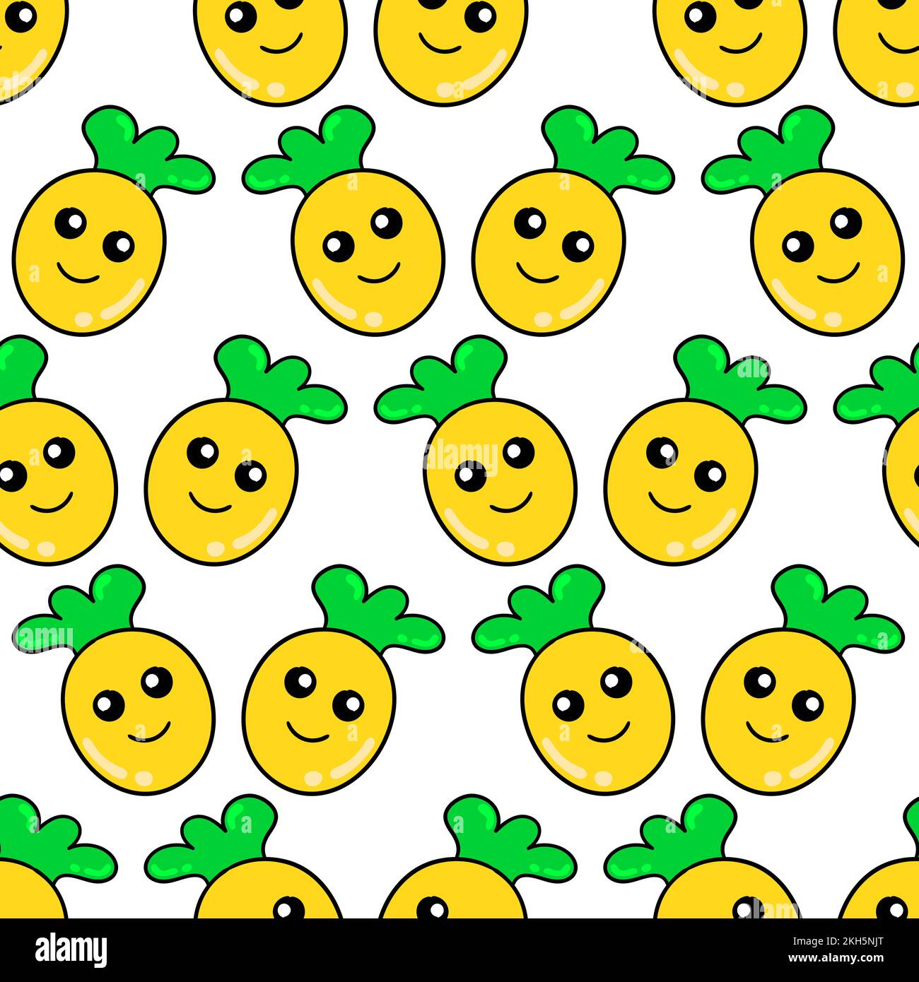 A set of cartoon pineapples isolated on white background Stock Vector ...