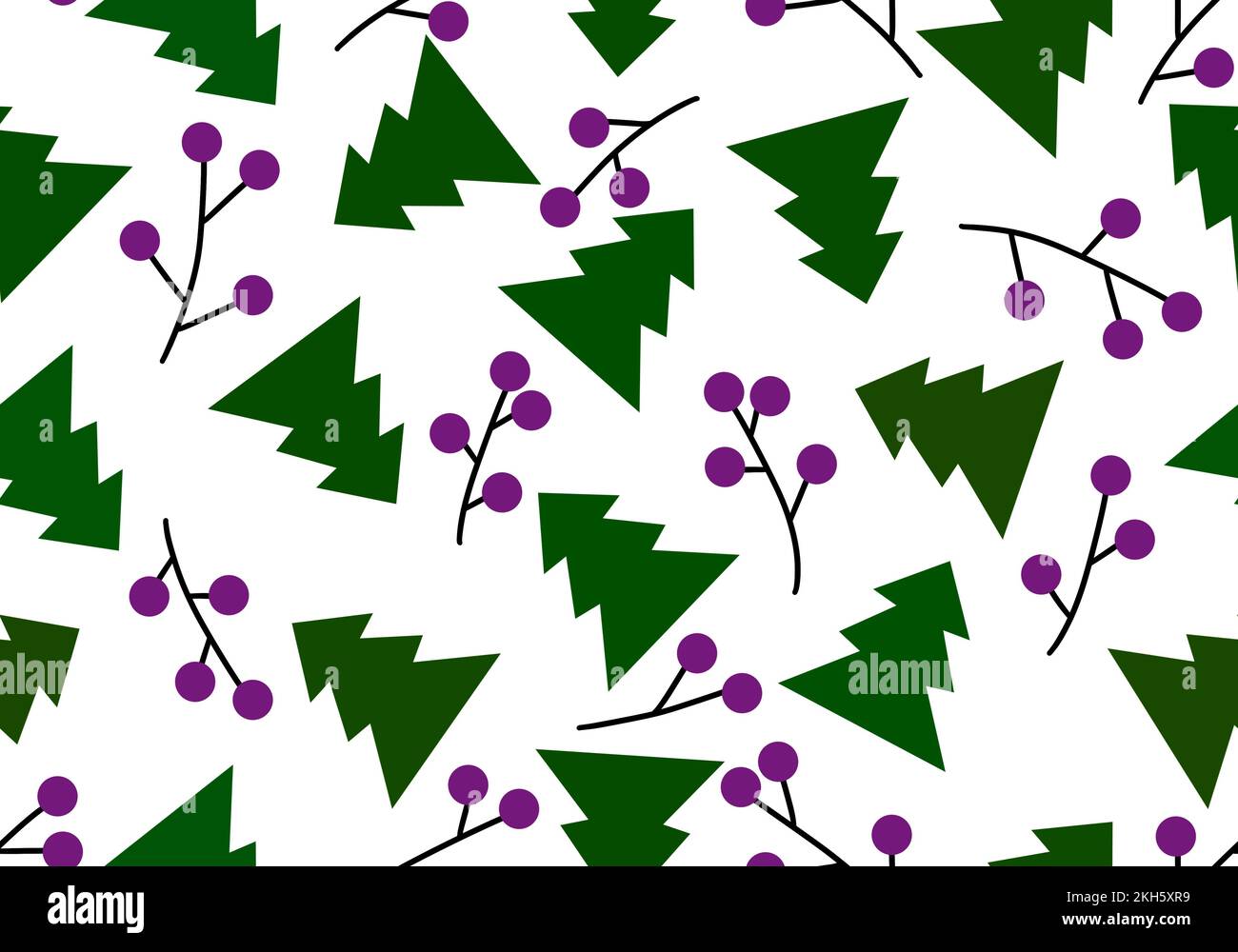 Winter Christmas tree seamless berries branches pattern for wrapping ...