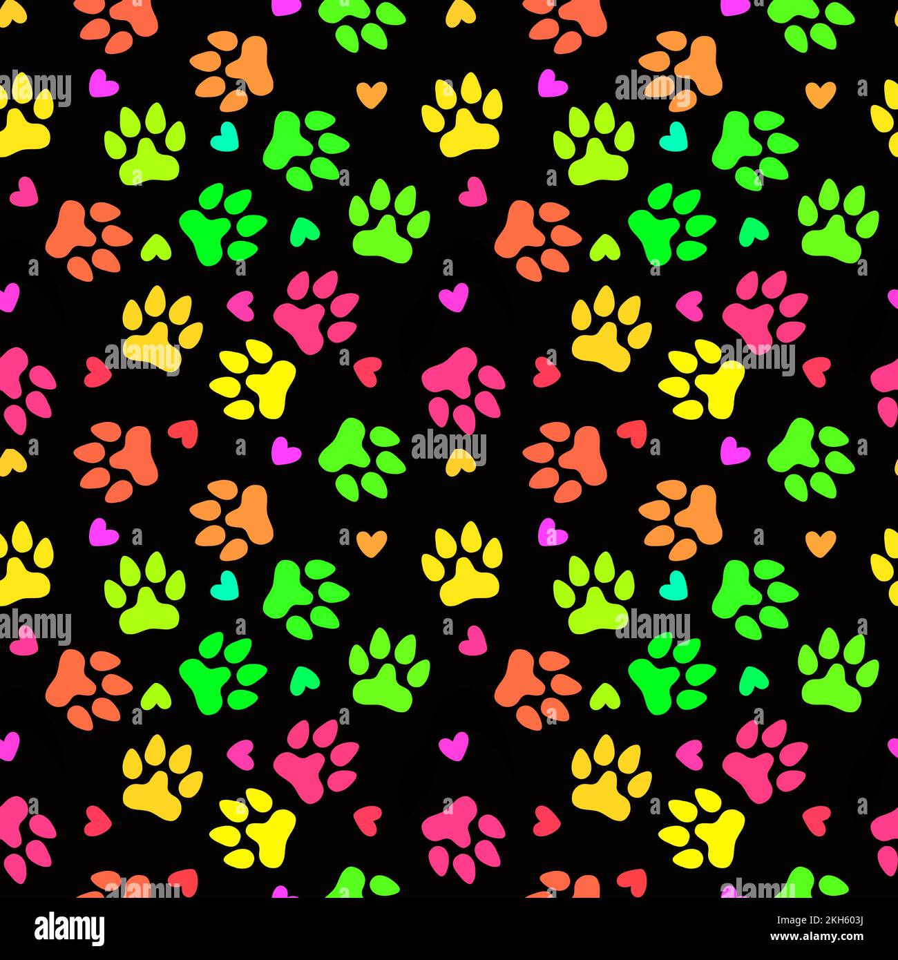 Cartoon animals seamless footprints dog cat pattern for wrapping paper ...