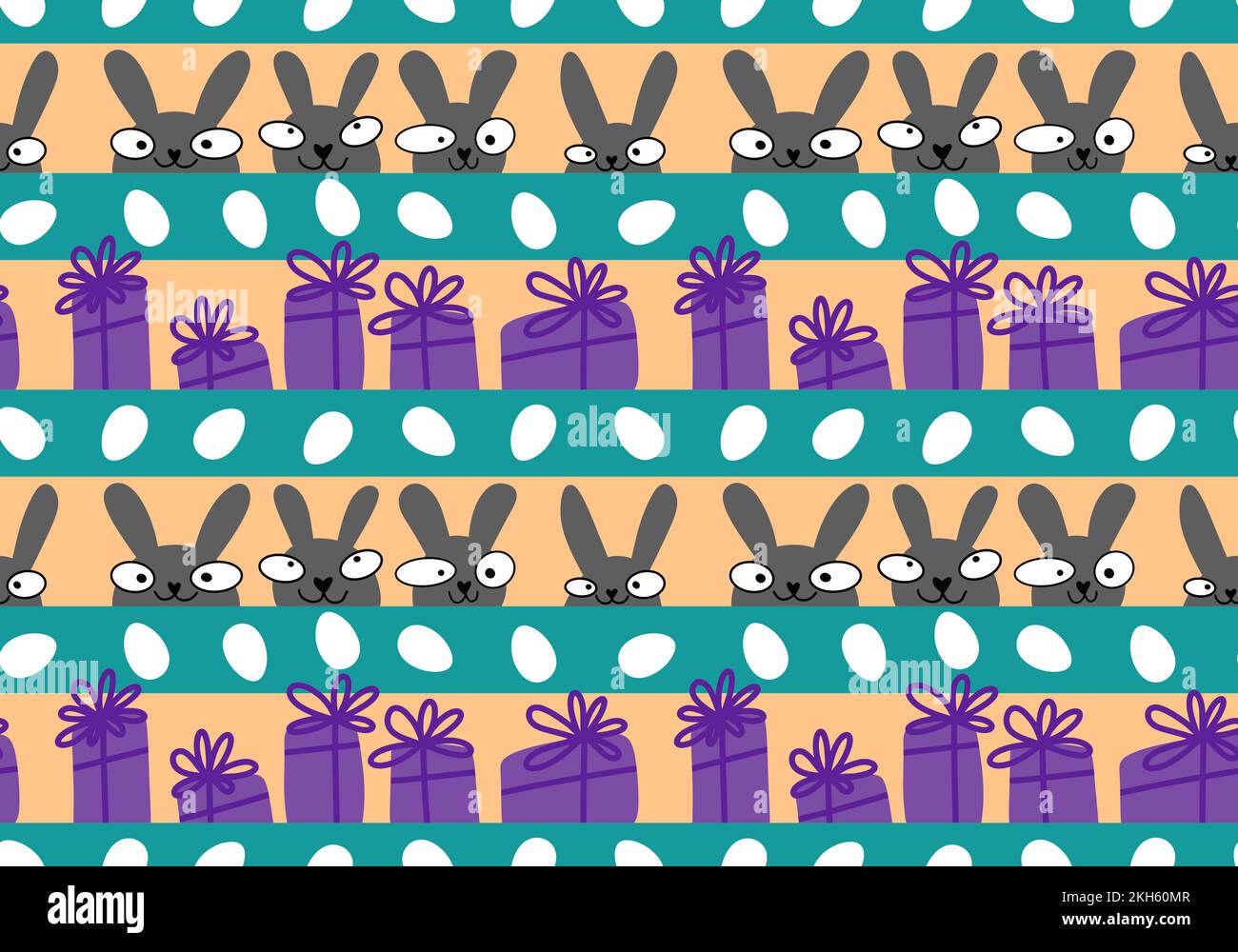 Cartoon animals seamless rabbit bunnies pattern for wrapping paper and ...