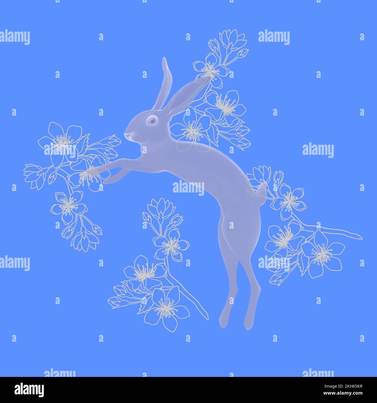 Bunny. Rabbits character design with beautiful blossom flowers for Mid ...