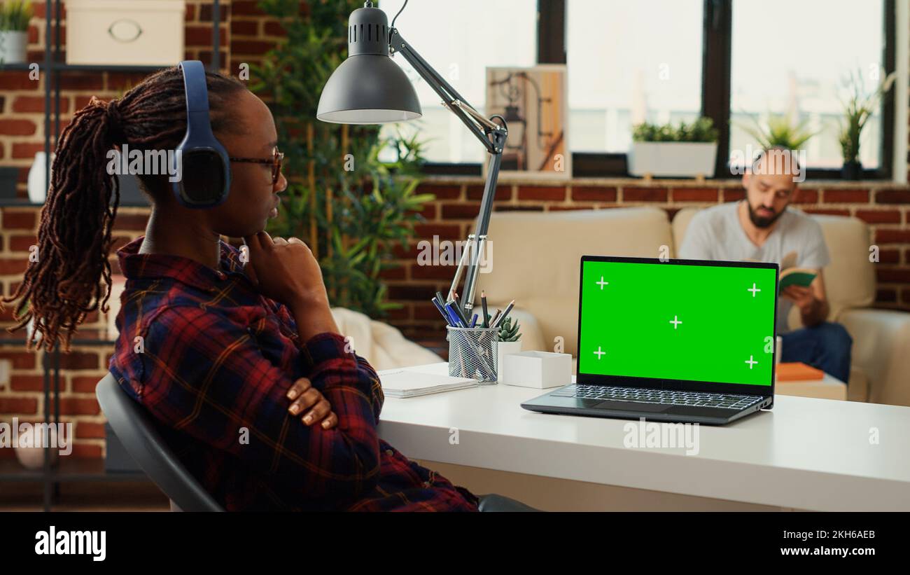 African american student analyzing greenscreen hi-res stock photography ...
