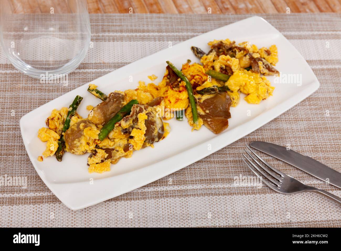 Popular breakfast of Spanish cuisine is Revuelto Stock Photo - Alamy