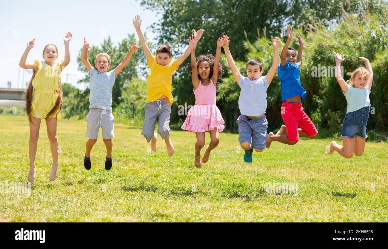 Schoolchildren jumping hi-res stock photography and images - Alamy
