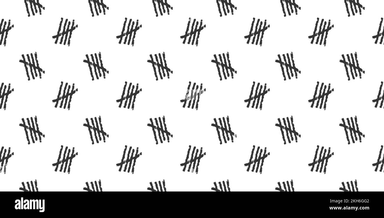 Charcoal tally marks seamless pattern. Number 5 day counting signs ...