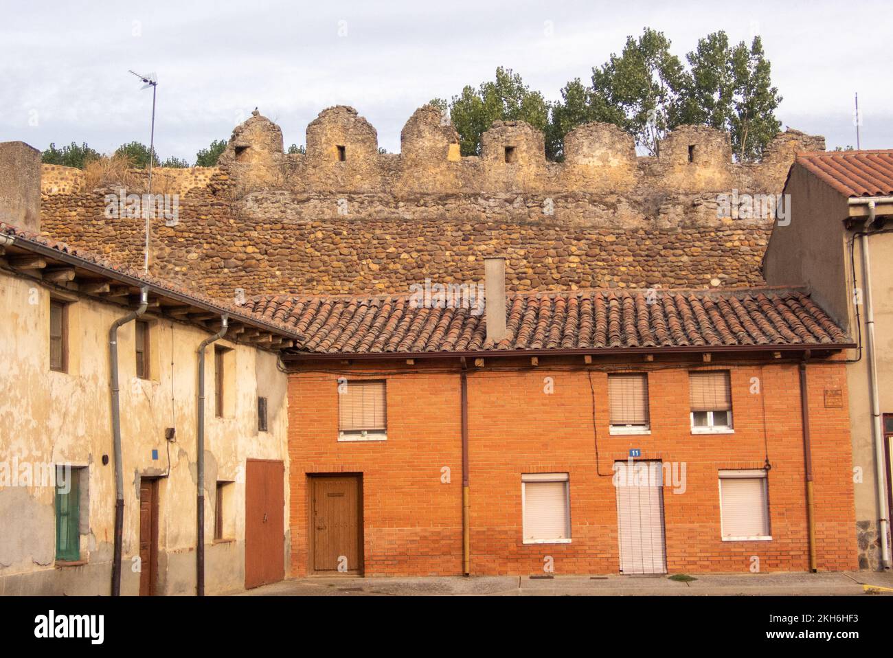 The medieval town wall of Mansilla de las Mulas with several ...