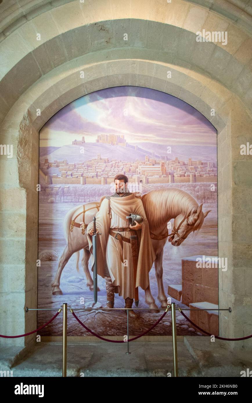 Painting of legendary knight El Cid in the museum-section of Burgos ...