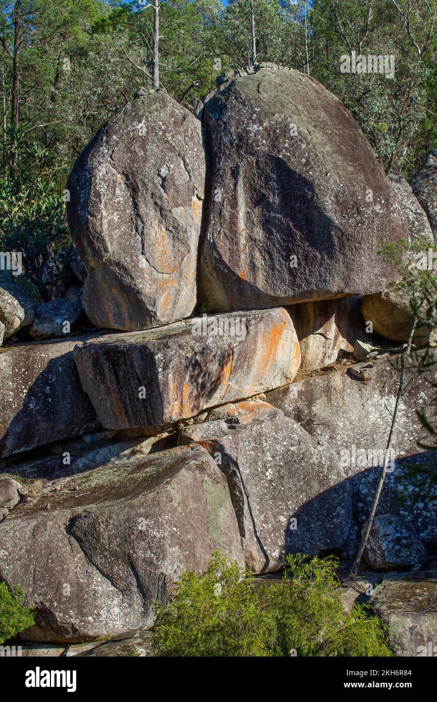 A granite boulder formation in the bush in Australia on sunny day Stock ...