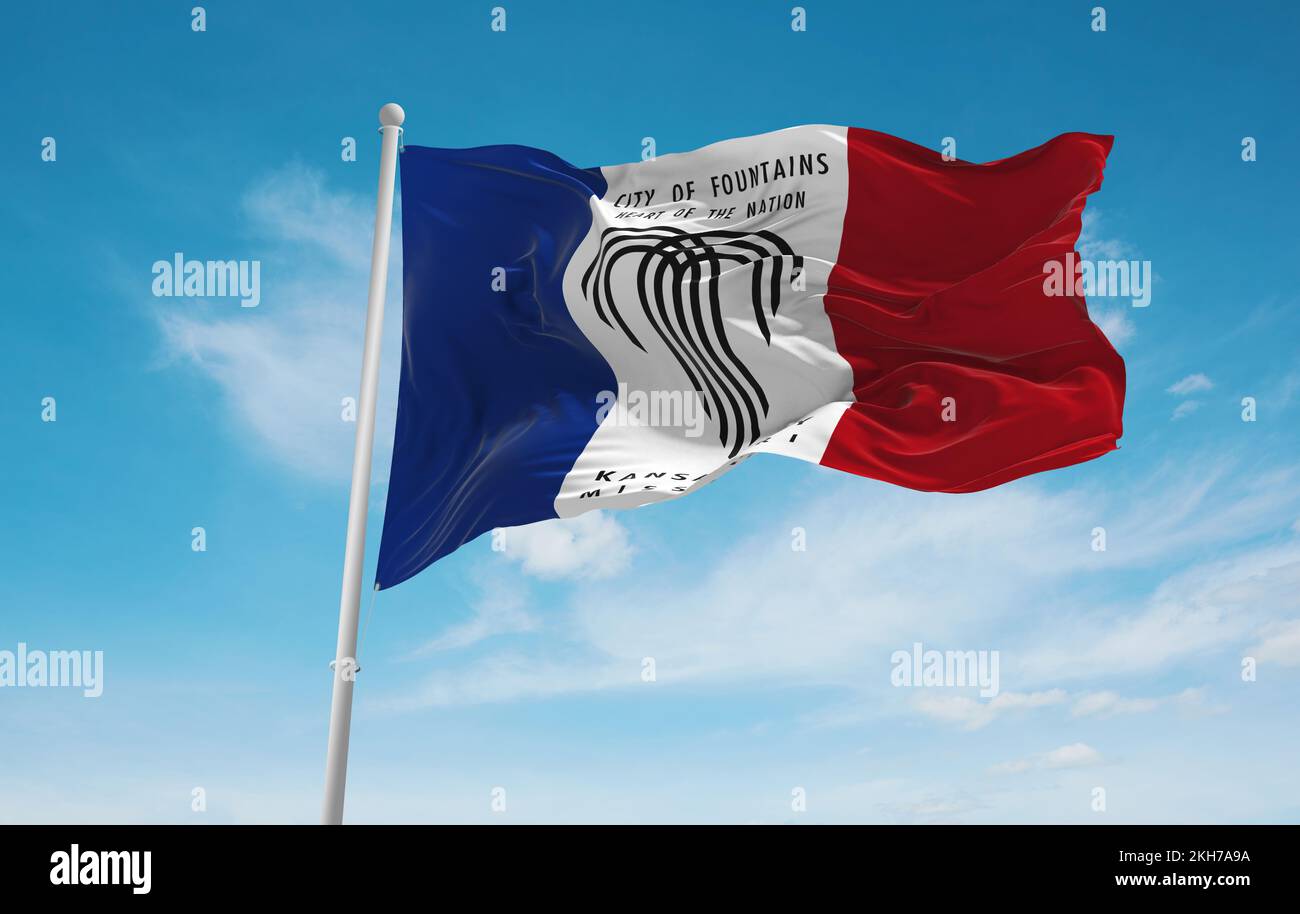 official flag of Kansas City, Missouri untied states of America at ...