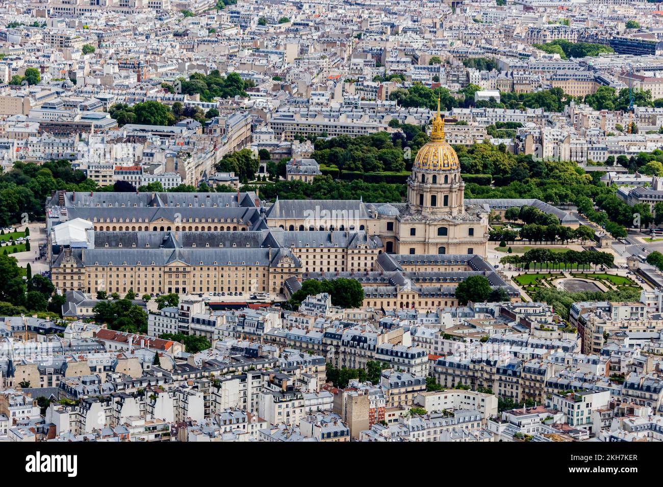 A view of Les Invalides and Paris city from Eiffel Tower, France Stock ...