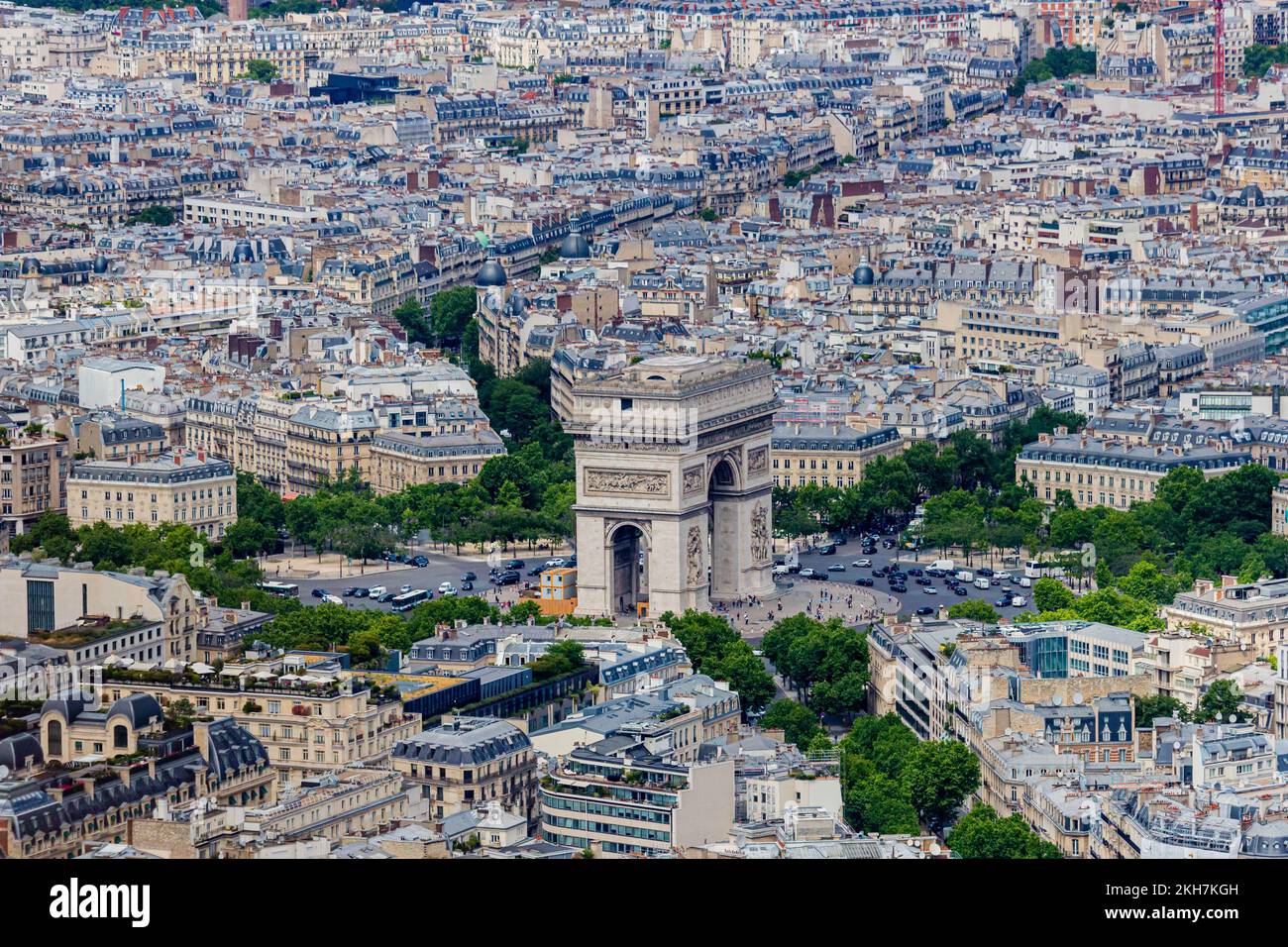 A view of Arc de Triomphe and Paris city from Eiffel Tower, France Stock Photo - Alamy