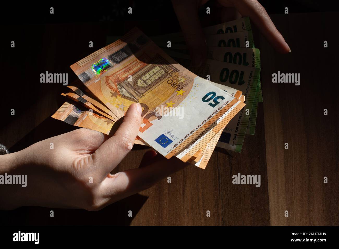 Background of euro bills. Fragment part of euro money Stock Photo - Alamy
