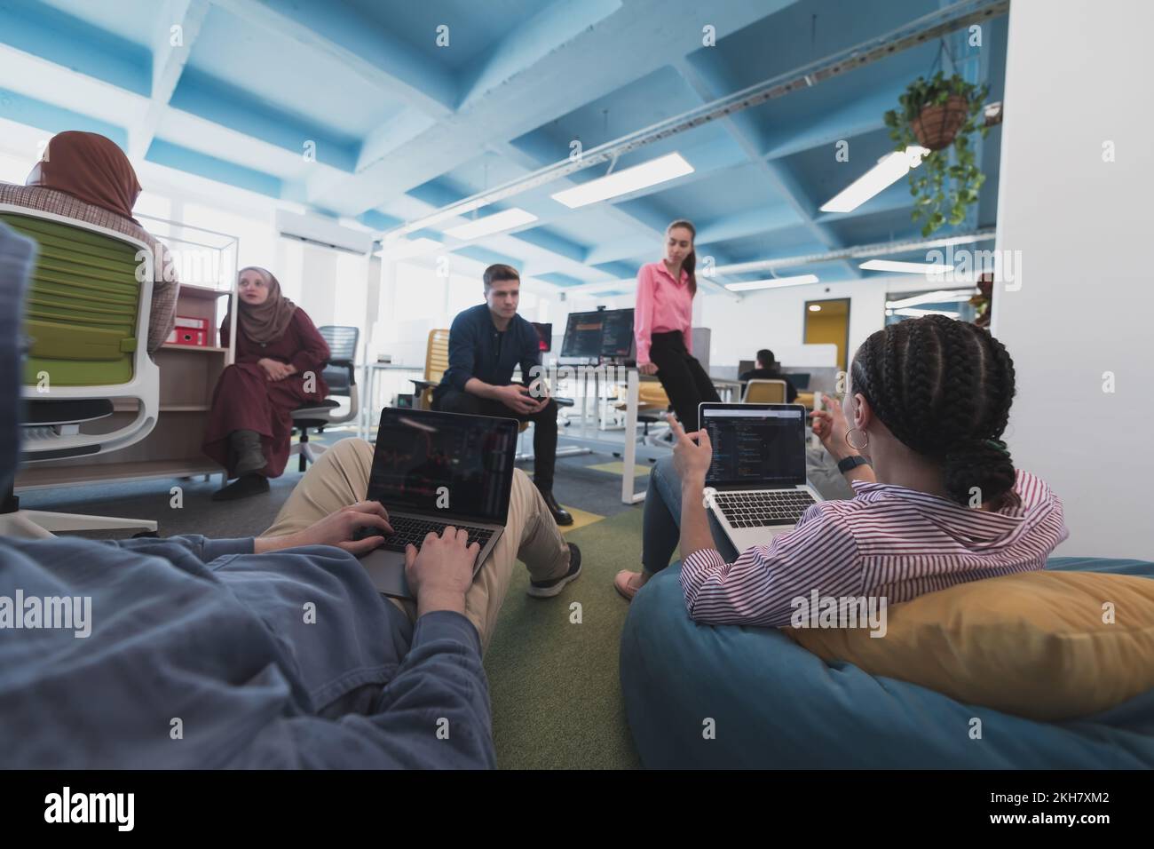 Collaborative process of multicultural skilled young business team ...