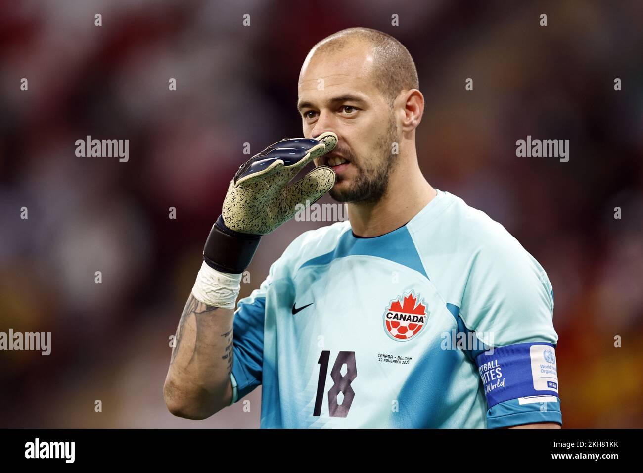 Al-Rayyan, Qatar. 23rd Nov, 2022. AL-RAYYAN - Canada goalkeeper Milan ...