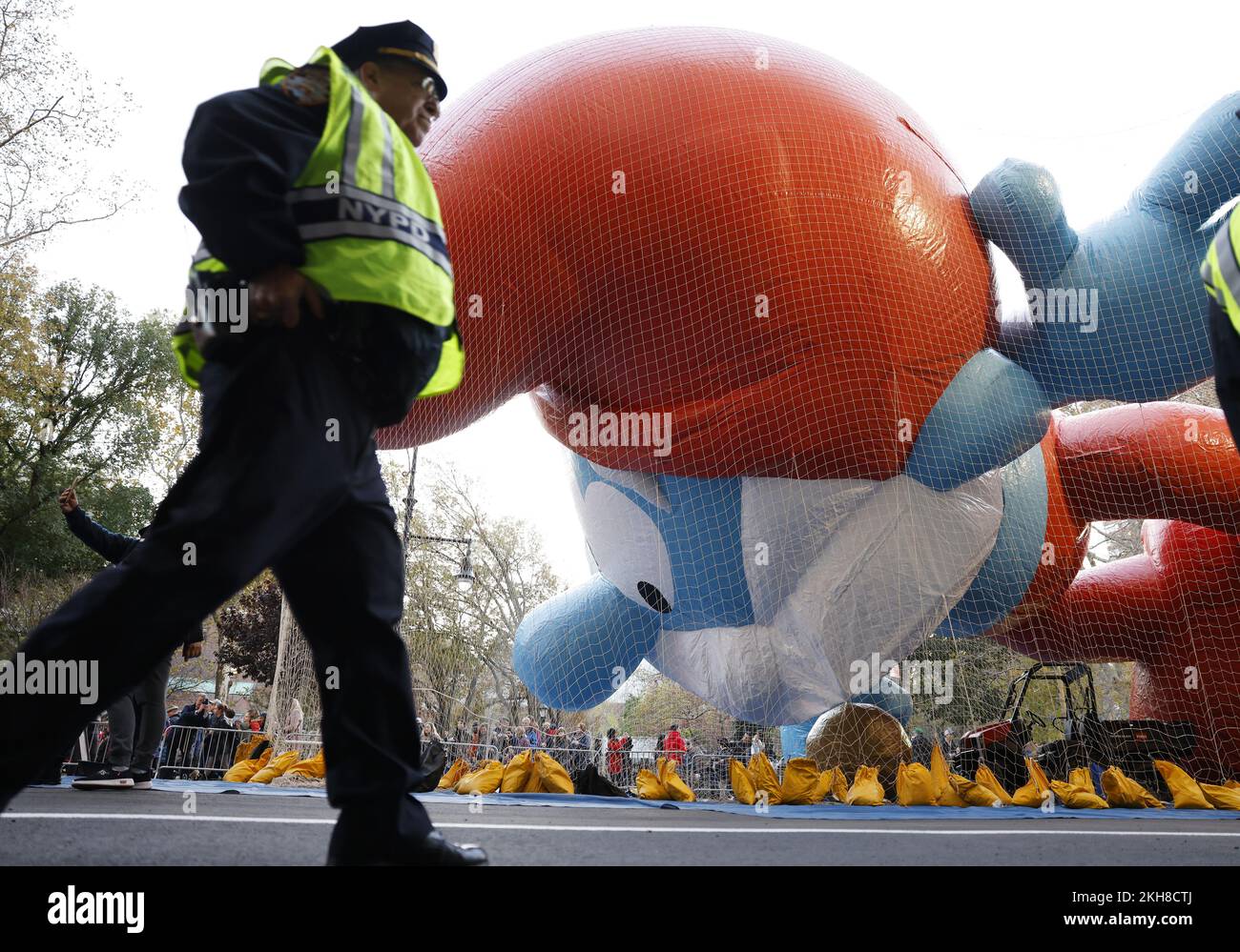 New York, United States. 23rd Nov, 2022. The Smurfs balloon is inflated ...