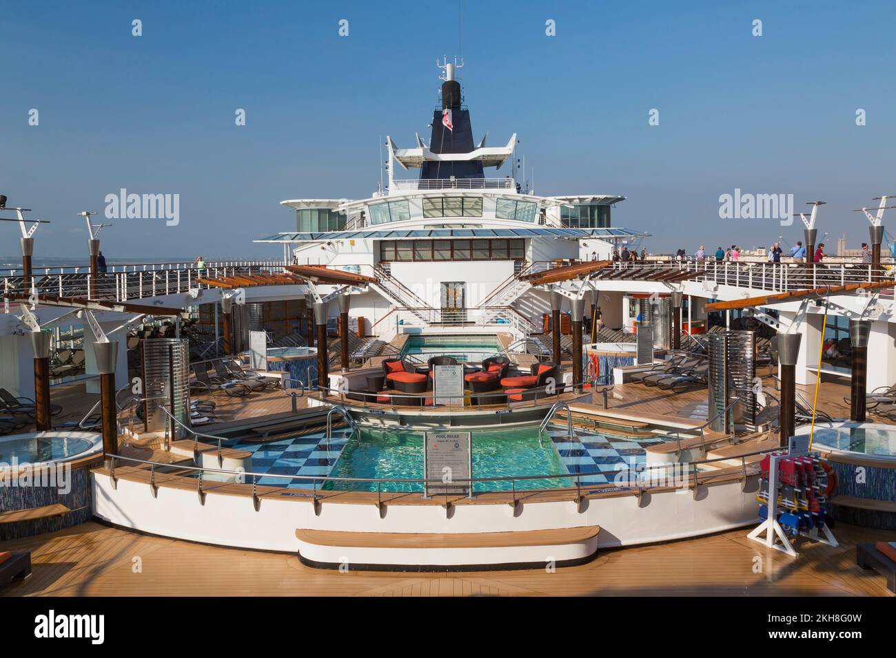 Swimming pool on deck 10 of Celebrity X Infinity cruise ship docked in ...