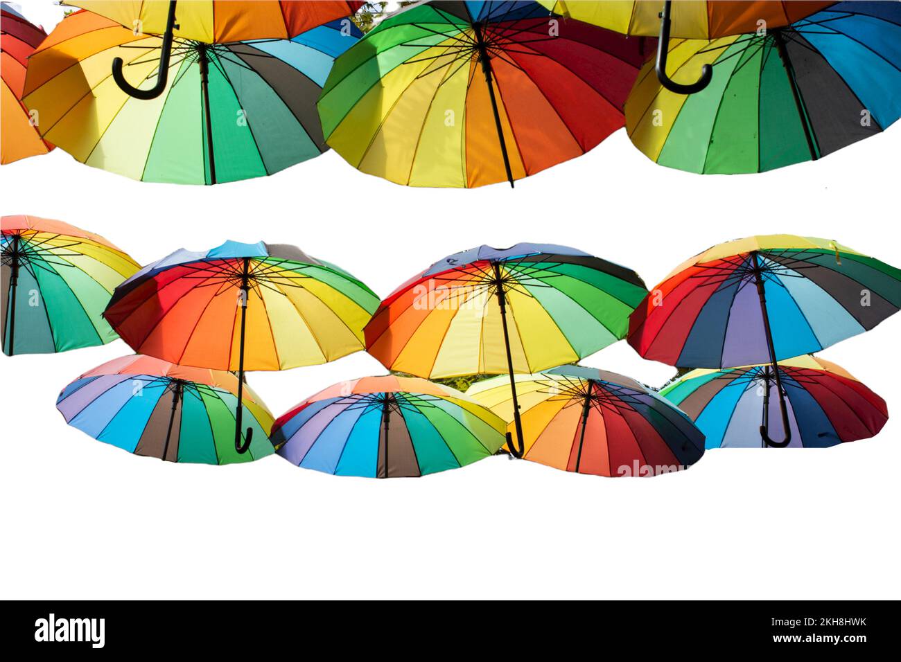 rainbow color modern umbrella isolated on white background Stock Photo ...