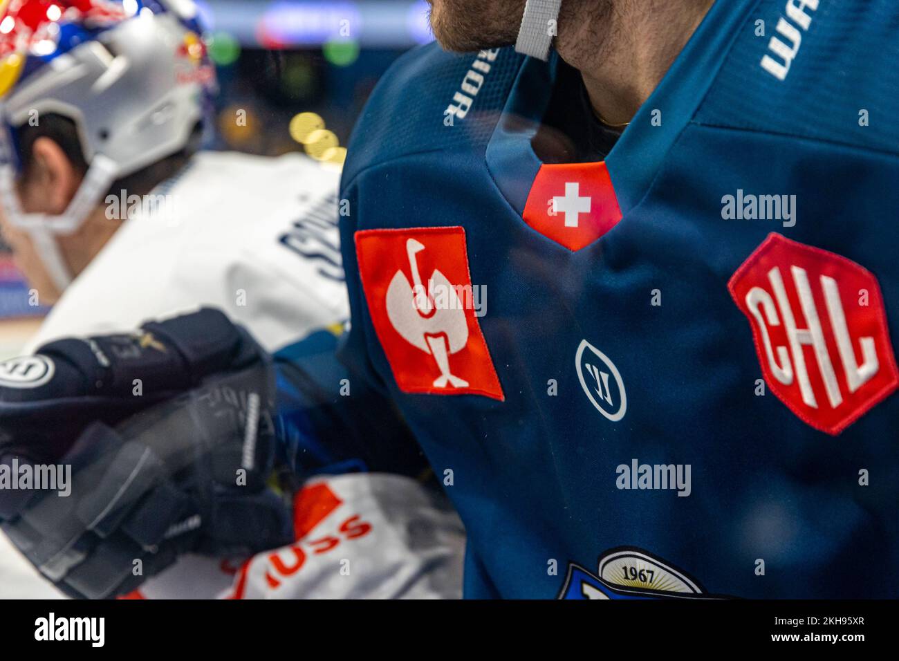 Swiss flag during the Champions Hockey League Round of 16 match between ...