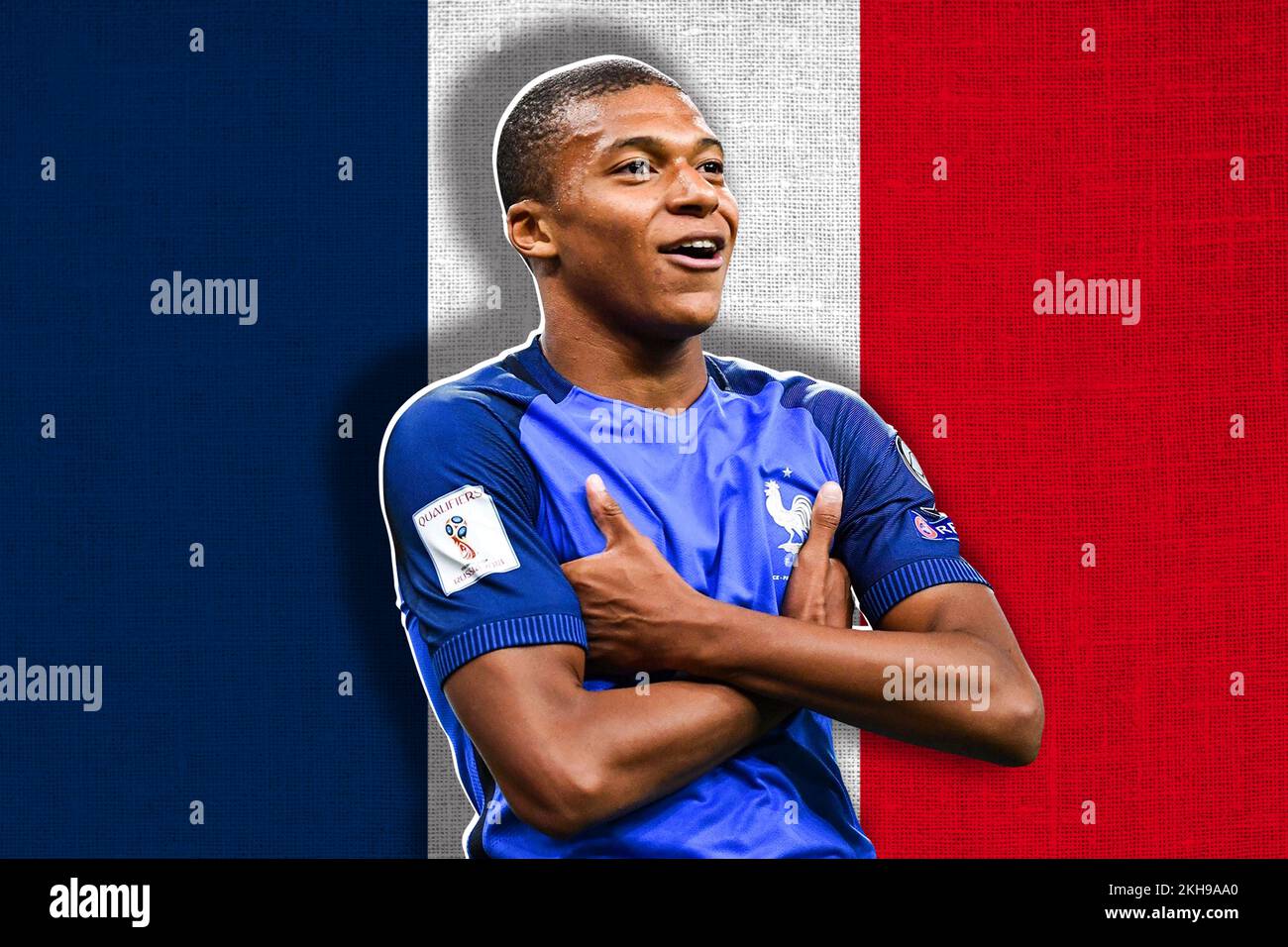 Kylian Mbappé and flag of France Stock Photo - Alamy