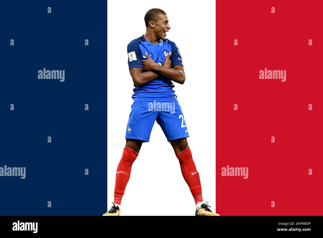 Kylian Mbappé and flag of France Stock Photo - Alamy