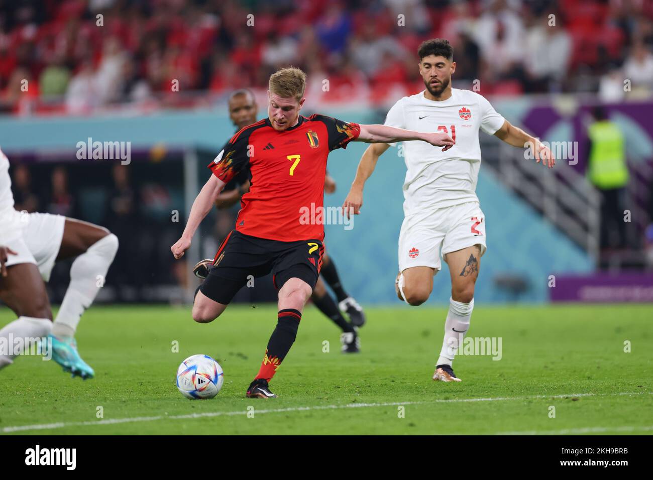 Al Rayyan, Qatar. 23rd Nov, 2022. (L to R) Kevin De Bruyne (BEL ...