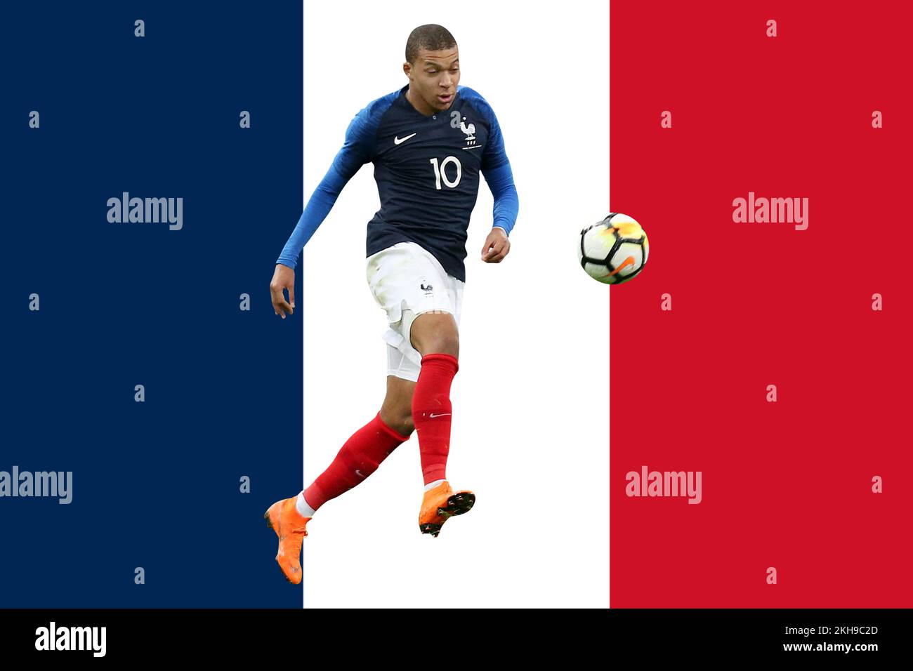 Kylian Mbappé and flag of France Stock Photo - Alamy