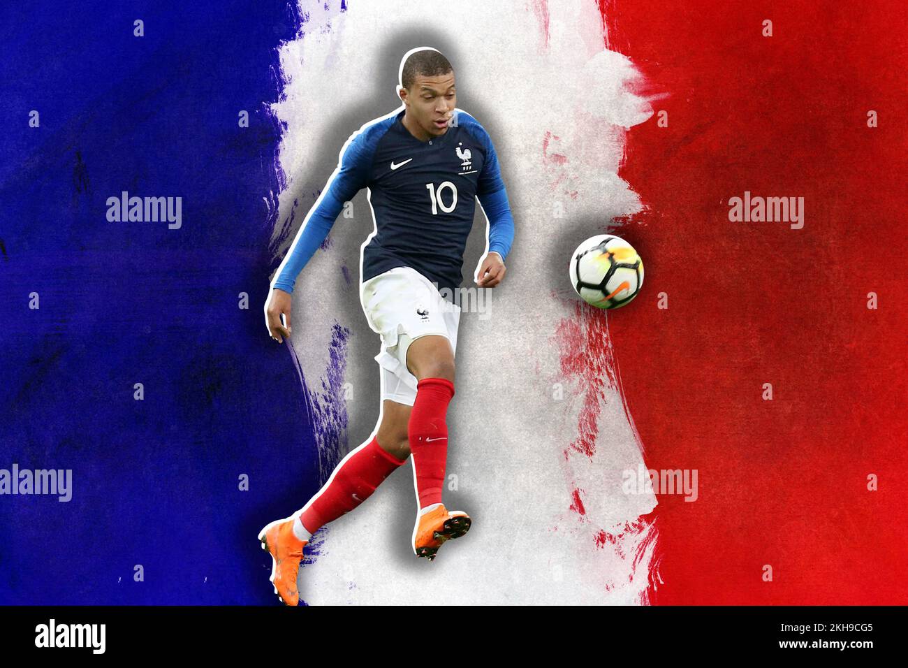 Kylian Mbappé and flag of France Stock Photo - Alamy