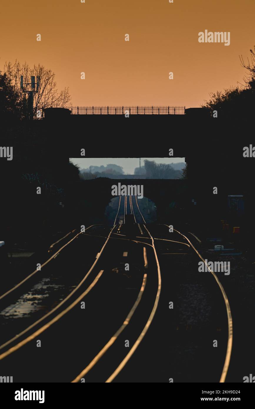 Bridge building over rails hi-res stock photography and images - Alamy