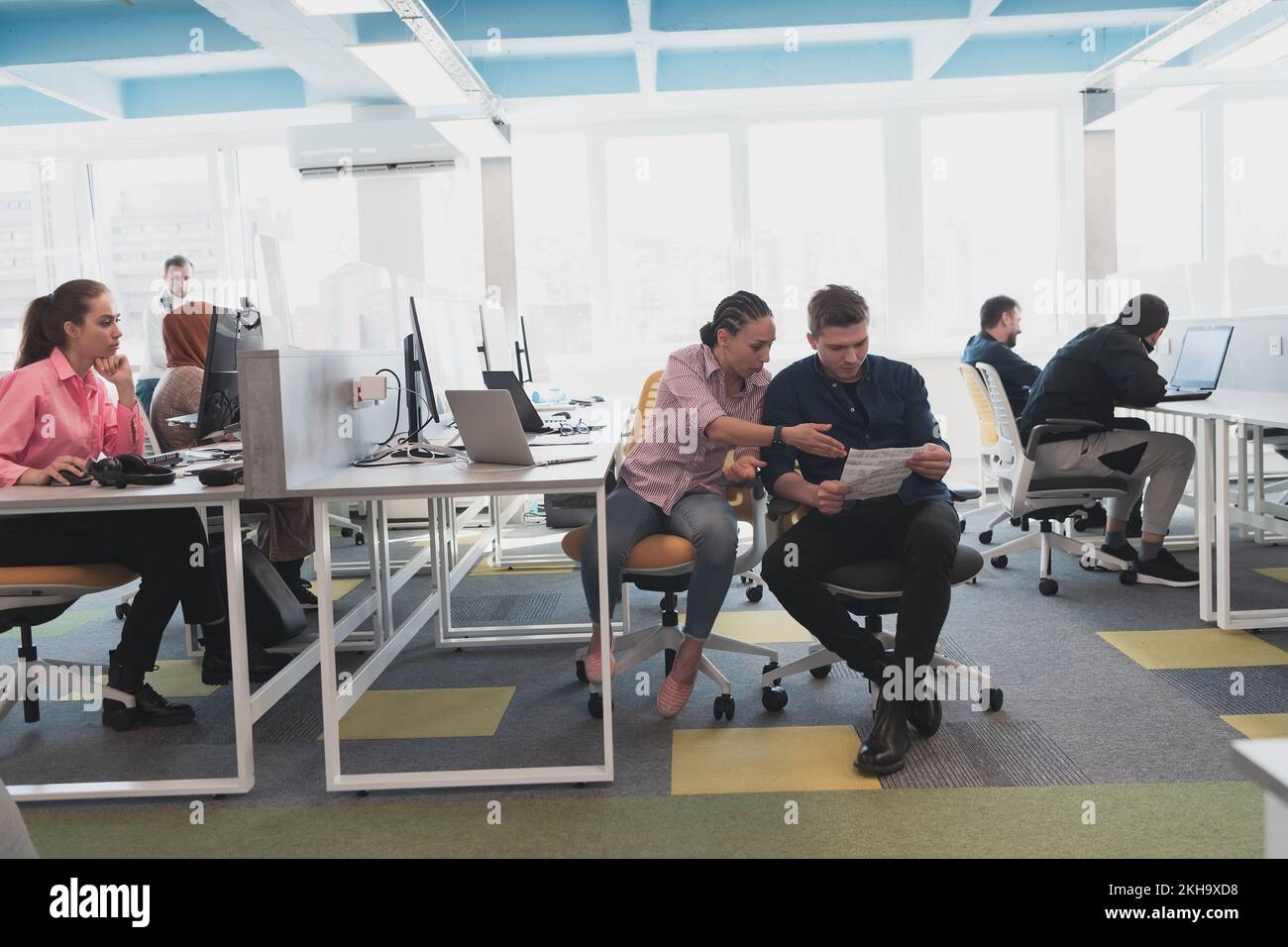 Collaborative process of multicultural skilled young business team ...