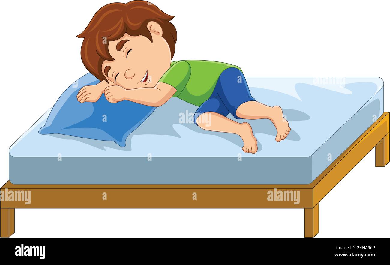 Cartoon little boy sleeping in bed Stock Vector Image & Art - Alamy