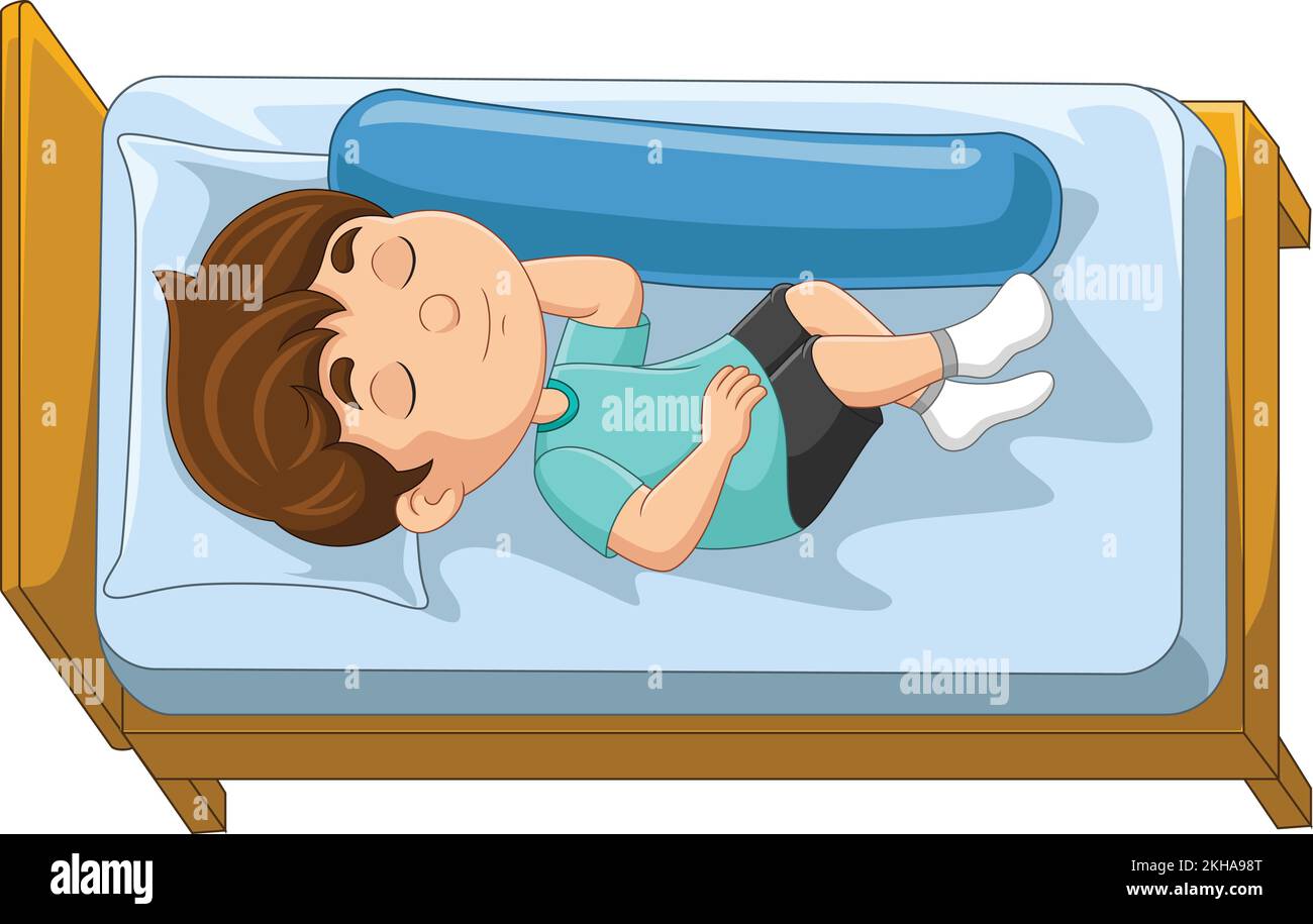 Cartoon little boy sleeping in bed Stock Vector Image & Art - Alamy