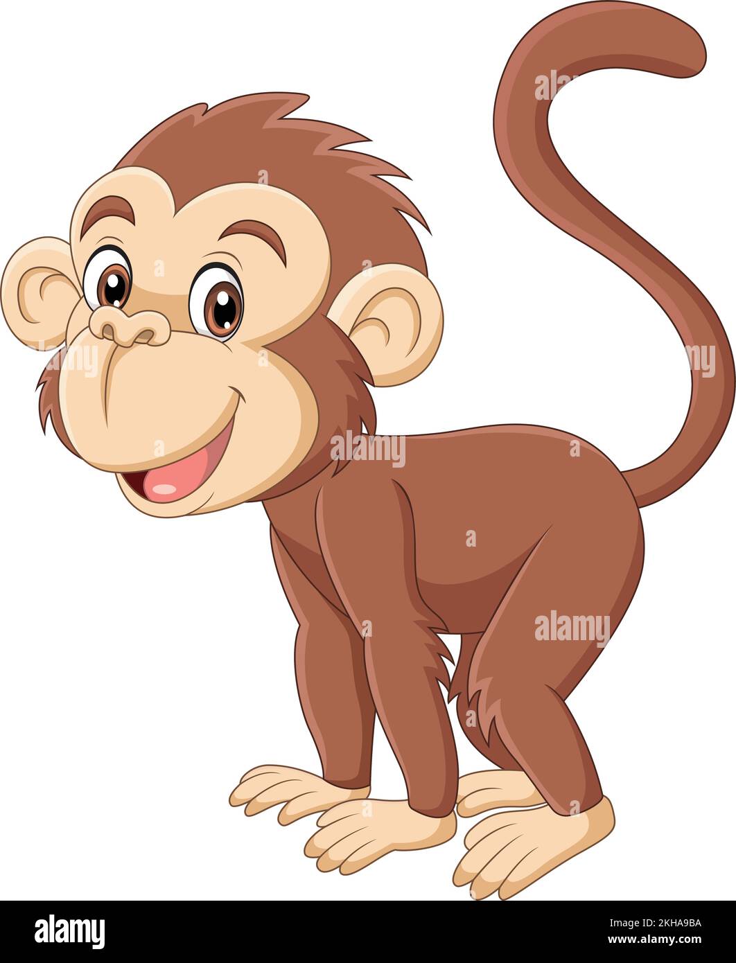 Cute little monkey cartoon on white background Stock Vector Image & Art ...