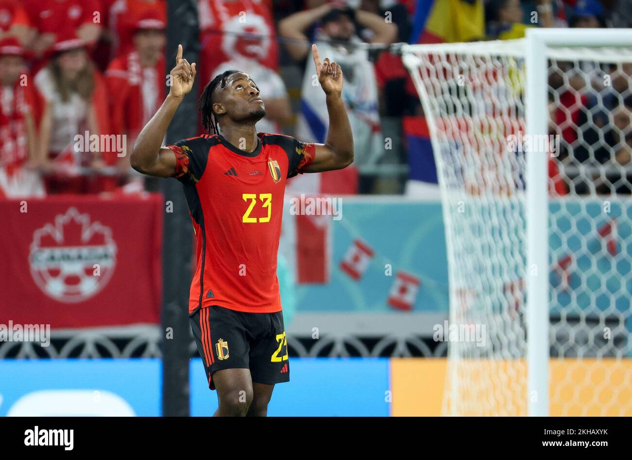 Michy Batshuayi of Belgium celebrates his goal during the FIFA World ...