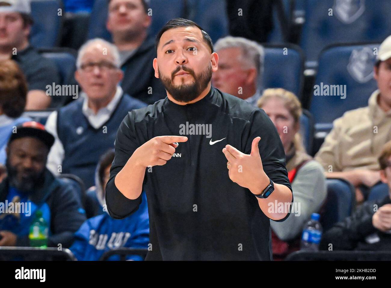 NOVEMBER 23, 2022: Paul Quinn Tigers head coach Brandon Espinosa in a ...