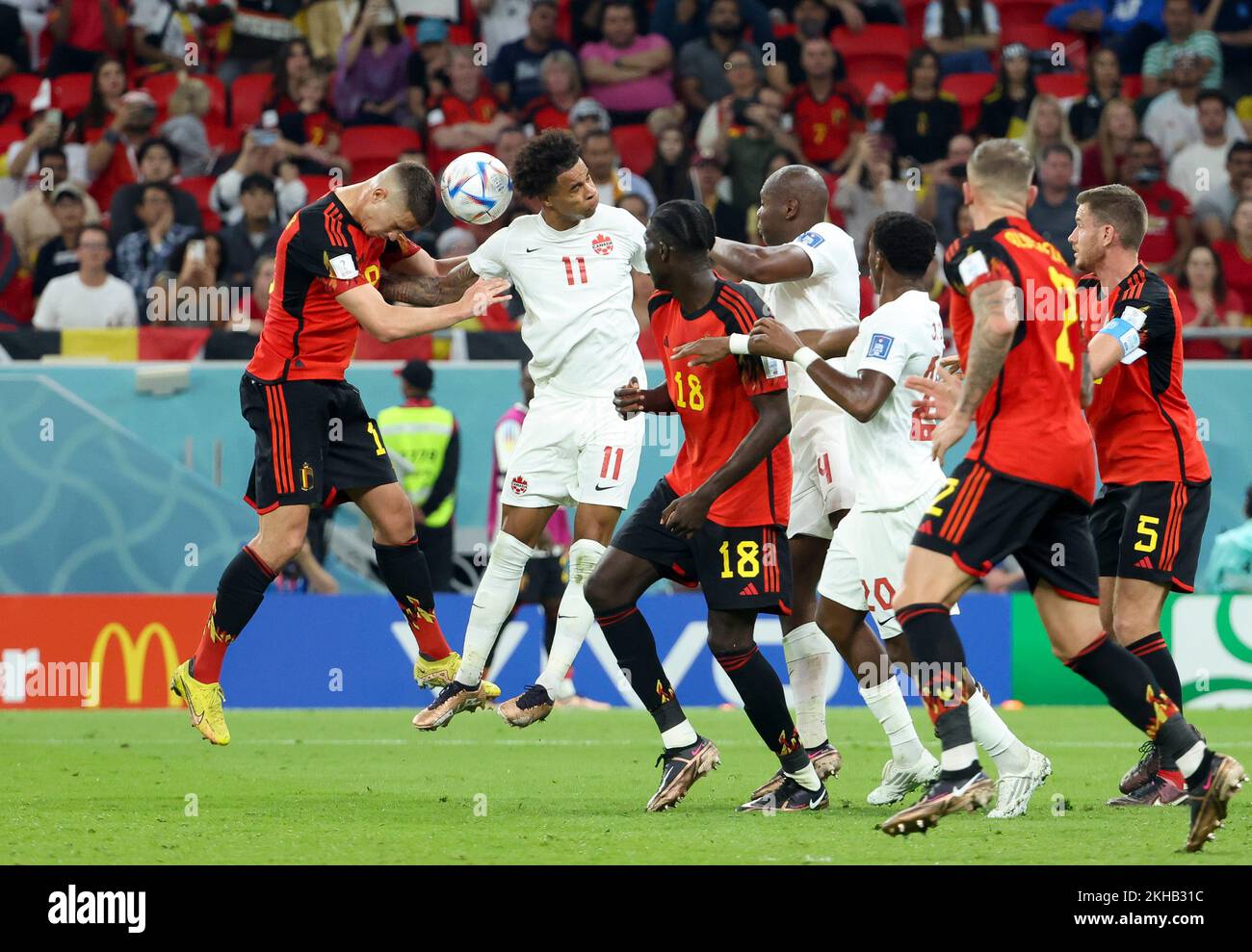 Leander Dendoncker of Belgium, Tajon Buchanan of Canada during the FIFA ...