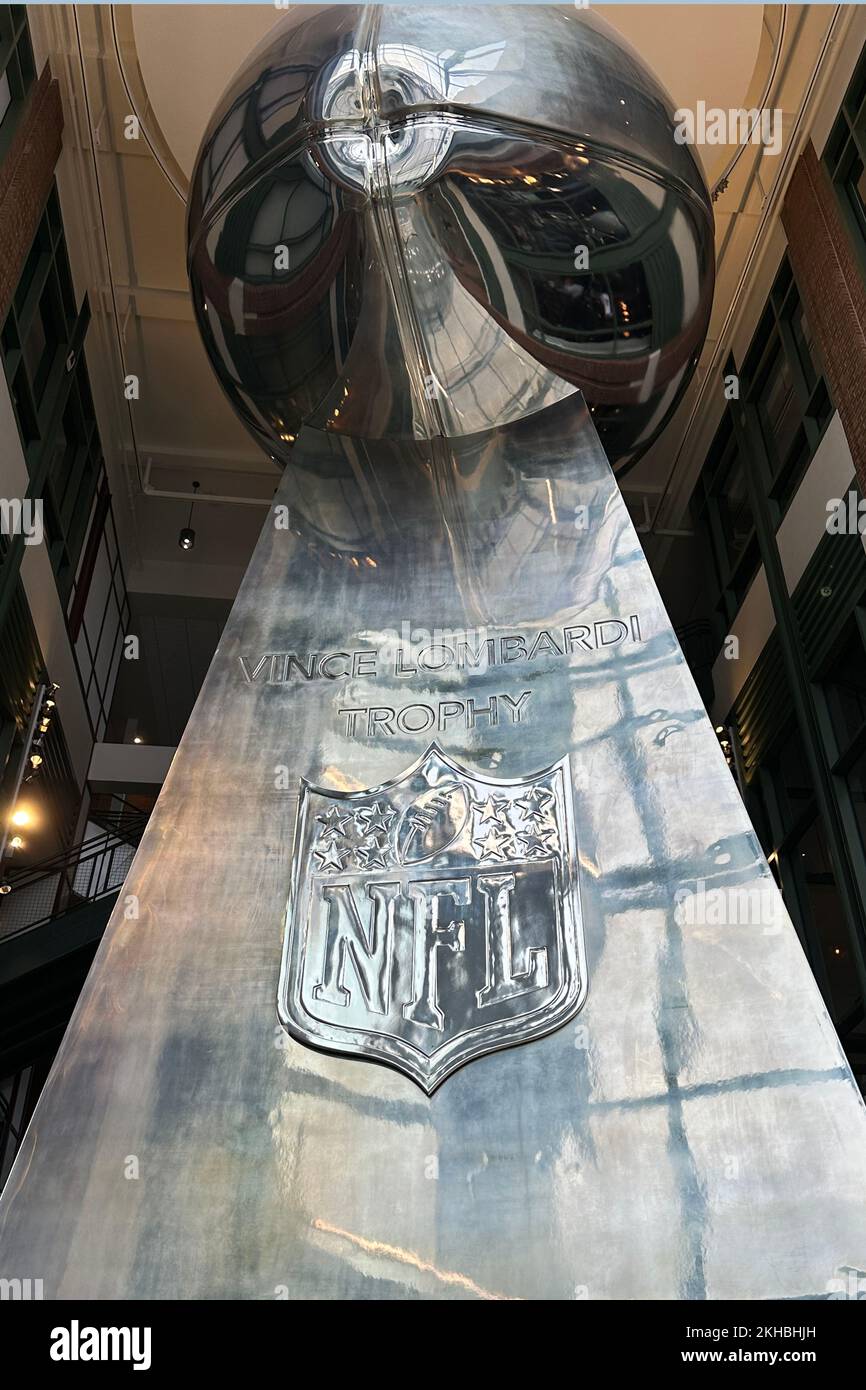 A general overall view of 50-foot replica Super Bowl Vince Lombardi ...