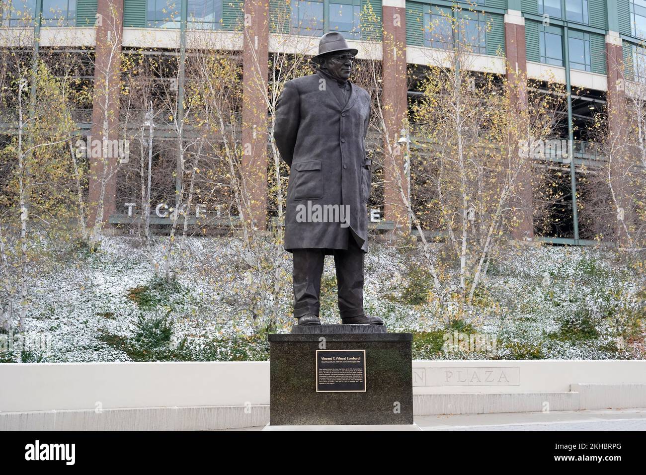A statue of former Green Bay Packers coach Vince Lombardi in the Bob ...